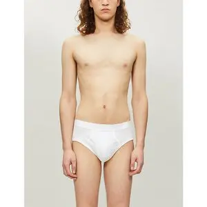 Sunspel Superfine Branded-waistband Cotton-jersey Briefs Xxl - White