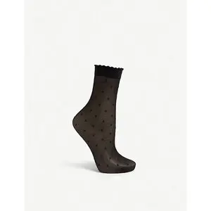 Falke Polka Dot Knitted Ankle Socks - 3009 Black