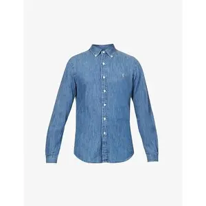 Polo Ralph Lauren Long-sleeved Button-down Slim-fit Cotton Chambray Shirt - Dark Wash