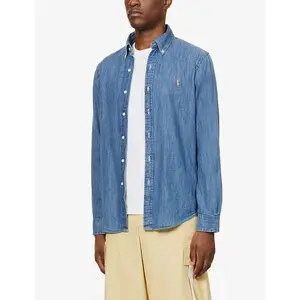 Polo Ralph Lauren Long-sleeved Button-down Slim-fit Cotton Chambray Shirt - Dark Wash