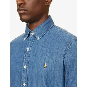 Polo Ralph Lauren Long-sleeved Button-down Slim-fit Cotton Chambray Shirt - Dark Wash