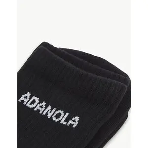 ADANOLA Logo-print Ribbed Cotton-blend Socks - Black