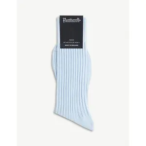 Pantherella Pantherella Ribbed Cotton-Blend Socks Sky Blue