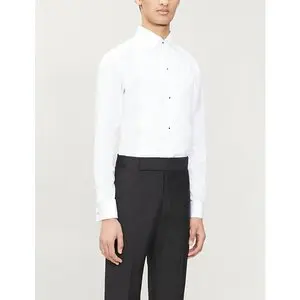 Eton Piqué Contemporary-fit Cotton-twill Black Tie Shirt