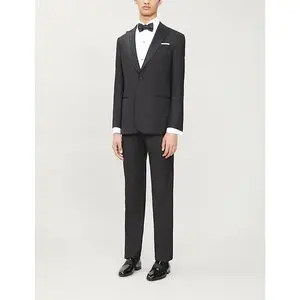 Eton Piqué Contemporary-fit Cotton-twill Black Tie Shirt