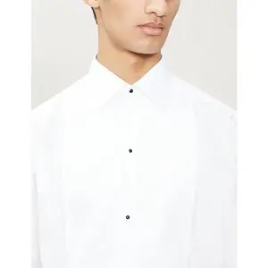 Eton Piqué Contemporary-fit Cotton-twill Black Tie Shirt