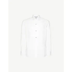 Eton Piqué Contemporary-fit Cotton-twill Black Tie Shirt