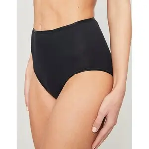 Hanro Seamless Maxi High-rise Cotton-jersey Briefs - Black