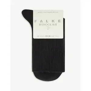 Falke Bedsock Ribbed Knitted Wool-blend Socks - 3009 Black