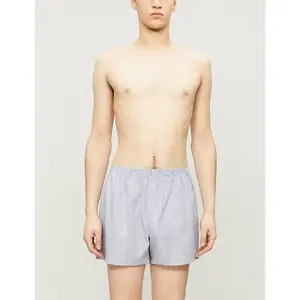 Sunspel Pinstripe Relaxed-fit Cotton Boxer Shorts - White Navy