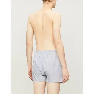 Sunspel Pinstripe Relaxed-fit Cotton Boxer Shorts - White Navy