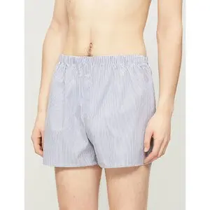 Sunspel Pinstripe Relaxed-fit Cotton Boxer Shorts - White Navy