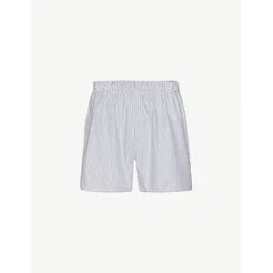 Sunspel Pinstripe Relaxed-fit Cotton Boxer Shorts - White Navy