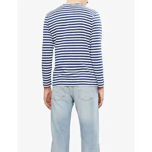 Play Comme Des Garcon Striped Cotton-jersey Top - Navy