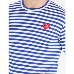 Play Comme Des Garcon Striped Cotton-jersey Top - Navy