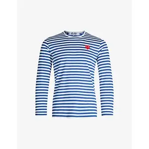 Play Comme Des Garcon Striped Cotton-jersey Top - Navy