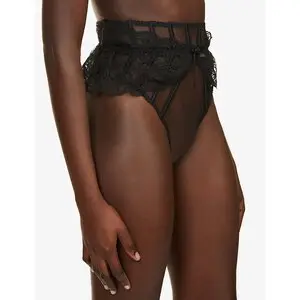 Agent Provocateur Rozlyn Mesh And Lace Suspender Thong Xxl