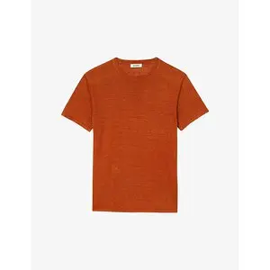 Sandro Crewneck Linen-jersey T-shirt M Bruns
