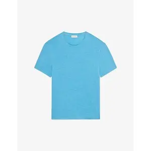Sandro Crewneck Linen-jersey T-shirt M Pastel Blue