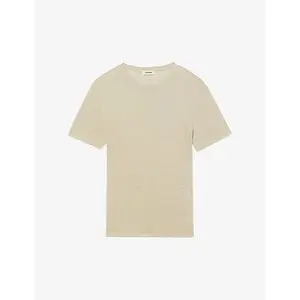 Sandro Crewneck Linen-jersey T-shirt M Verts