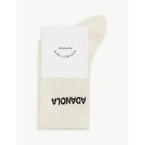 ADANOLA Logo-print Ribbed Socks - Cream