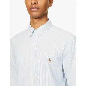 Polo Ralph Lauren Long-sleeved Button-down Slim-fit Cotton Oxford Shirt - Bsr Blue/white Stripe