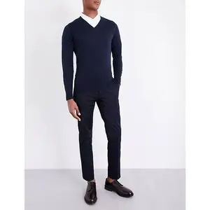 John Smedley Blenheim V-neck Wool Jumper - Midnight