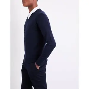 John Smedley Blenheim V-neck Wool Jumper - Midnight