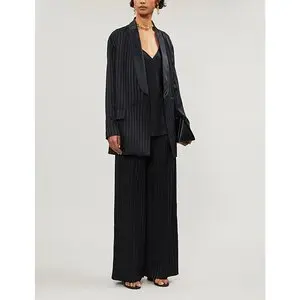JOSEPH Clea V-neck Silk-satin Top - Black