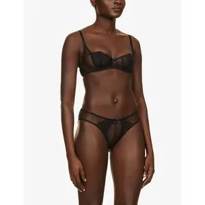 Agent Provocateur Rozlyn Mesh And Lace Open Briefs - Black
