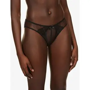 Agent Provocateur Rozlyn Mesh And Lace Open Briefs - Black