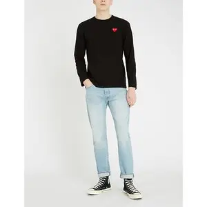 Play Comme Des Garcon Heart-appliquéd Cotton Top - Black