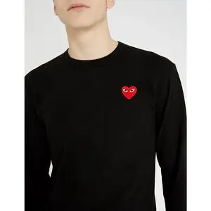Play Comme Des Garcon Heart-appliquéd Cotton Top - Black