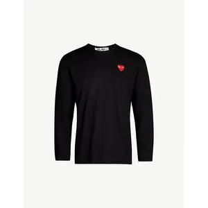 Play Comme Des Garcon Heart-appliquéd Cotton Top - Black