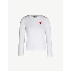 Play Comme Des Garcon Comme Des Garçons Play Heart Appliquéd Top - White