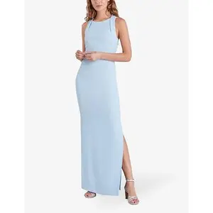Whistles Tie Back Stretch-crepe Maxi Dress - Pale Blue