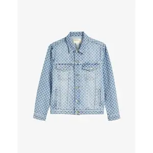 Ted Baker London Falofel Checkered Denim Trucker Jacket