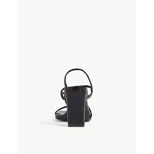 Sandro Faye Snakeskin-embossed Leather Strappy Sandals - Black