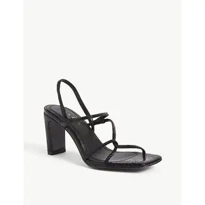 Sandro Faye Snakeskin-embossed Leather Strappy Sandals - Black