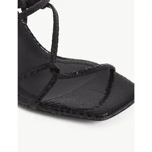 Sandro Faye Snakeskin-embossed Leather Strappy Sandals - Black
