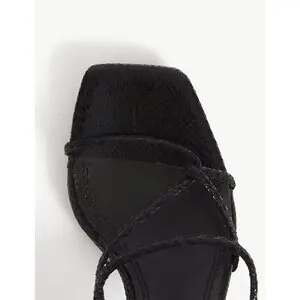 Sandro Faye Snakeskin-embossed Leather Strappy Sandals - Black