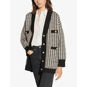 Sandro Dane Houndstooth Knitted Cardigan