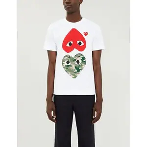 Play Comme Des Garcon Heart-print Cotton-jersey T-shirt