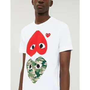 Play Comme Des Garcon Heart-print Cotton-jersey T-shirt