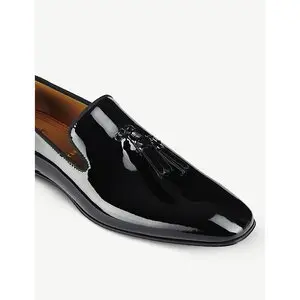 CHRISTIAN LOUBOUTIN Dandelion Tassel Patent-leather Loafers - Black