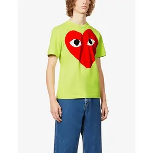 Play Comme Des Garcon Big Heart Cotton-jersey T-shirt S Green