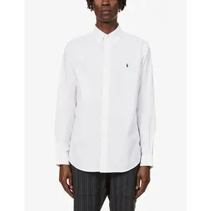 Polo Ralph Lauren Long-sleeved Logo-embroidered Custom-fit Stretch Cotton-poplin Shirt - White