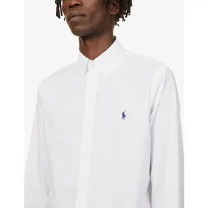 Polo Ralph Lauren Long-sleeved Logo-embroidered Custom-fit Stretch Cotton-poplin Shirt - White