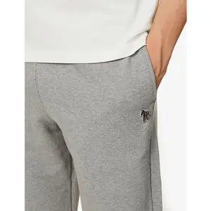 Paul Smith Zebra Brand-embroidered Cotton Jogging Bottoms - Grey Melange