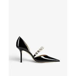 JIMMY CHOO Aurelie 85 Pearl-embellished Courts - Black/white